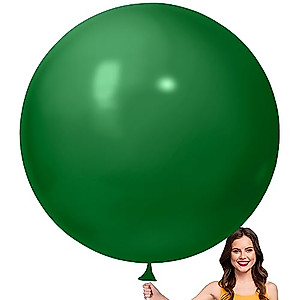 RUBFAC 36in Dark Green Giant Balloons, 5pcs Green Latex Helium Balloons for Birthday Wedding Party Photo Shoot Baby Shower Decoration
