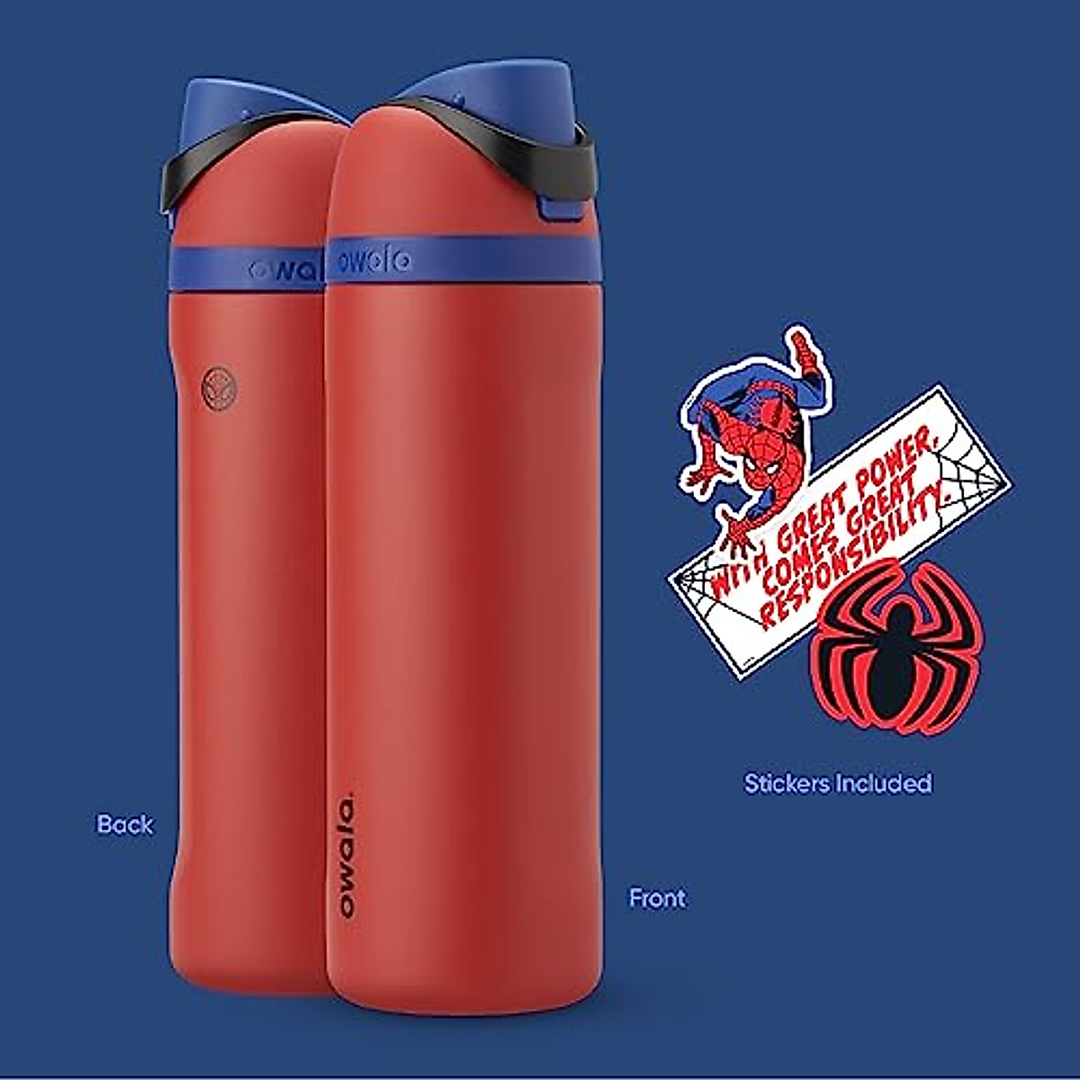 Owala FreeSip Insulated Stainless Steel Water Bottle with Straw, BPA-Free Sports Water Bottle, Great for Travel, 24 Oz, Spiderman