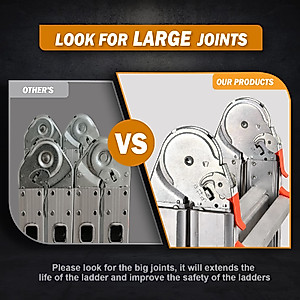 Soctone Ladder, A Frame 4 Step Extension Ladder, 14 Ft with Multi Position & Removable Tool Tray with Stabilizer Bar, 330 lbs Weight Rating Telescoping Ladder for Household or Outdoor Work