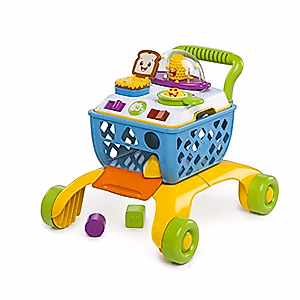 Bright Starts Giggling Gourmet 4-in-1 Shop ‘n Cook Walker Shopping Cart Push-Toy, Ages 6 months +