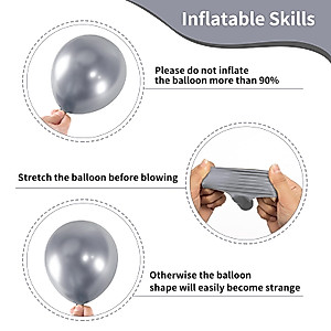 RUBFAC 154pcs Silver Balloons Different Sizes 18 12 10 5 Inches for Garland Arch, Chrome Metallic Silver Balloons for Birthday Baby Shower Graduation Wedding Anniversary Party Decorations