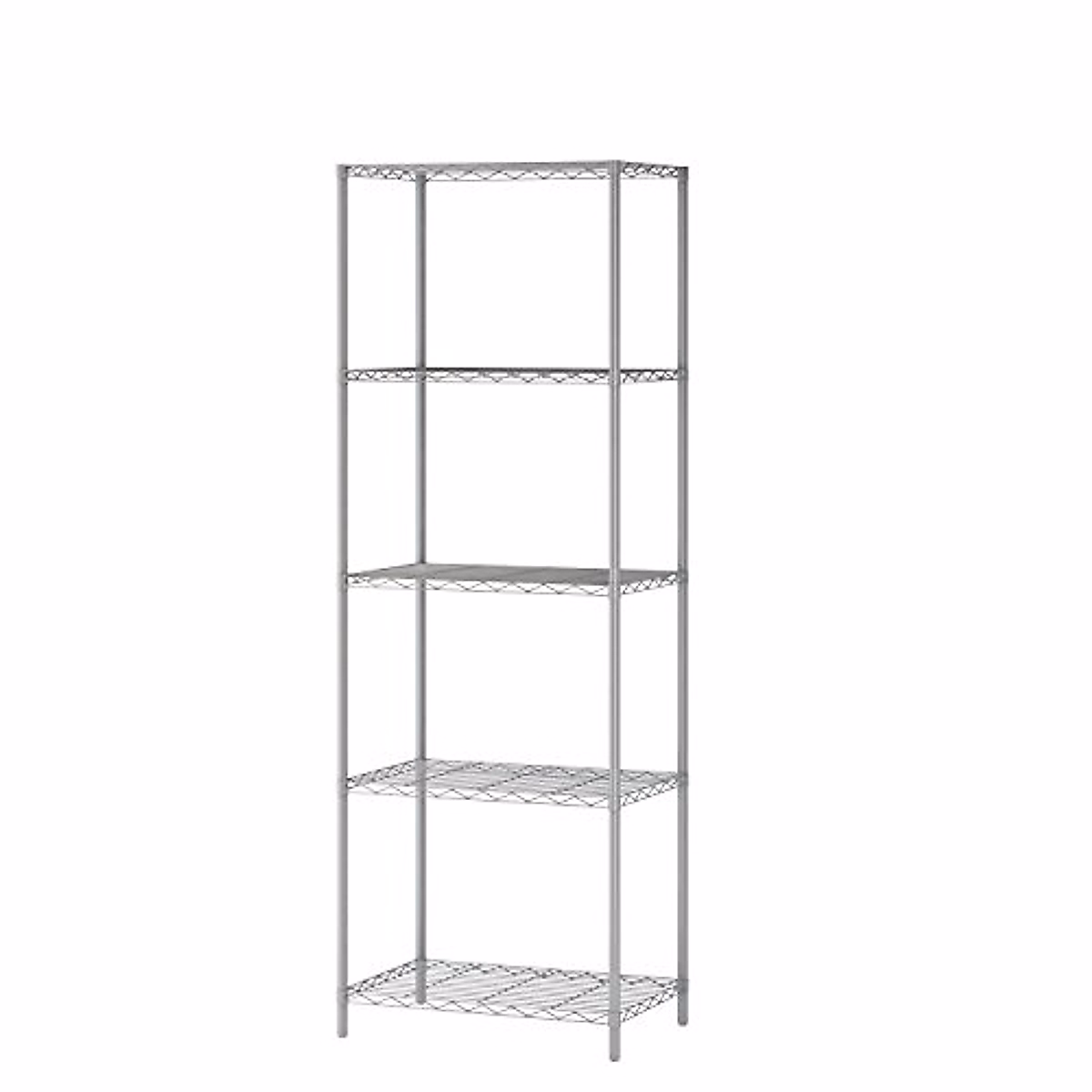 JEROAL 5-Tier Wire Shelving Unit, Multipurpose Standing Storage Shelves Metal Display Rack for Pantry Laundry Bathroom Kitchen Garage Closet Organization,350LbS Capacity,13.8" D×21" W×61" H,Gray