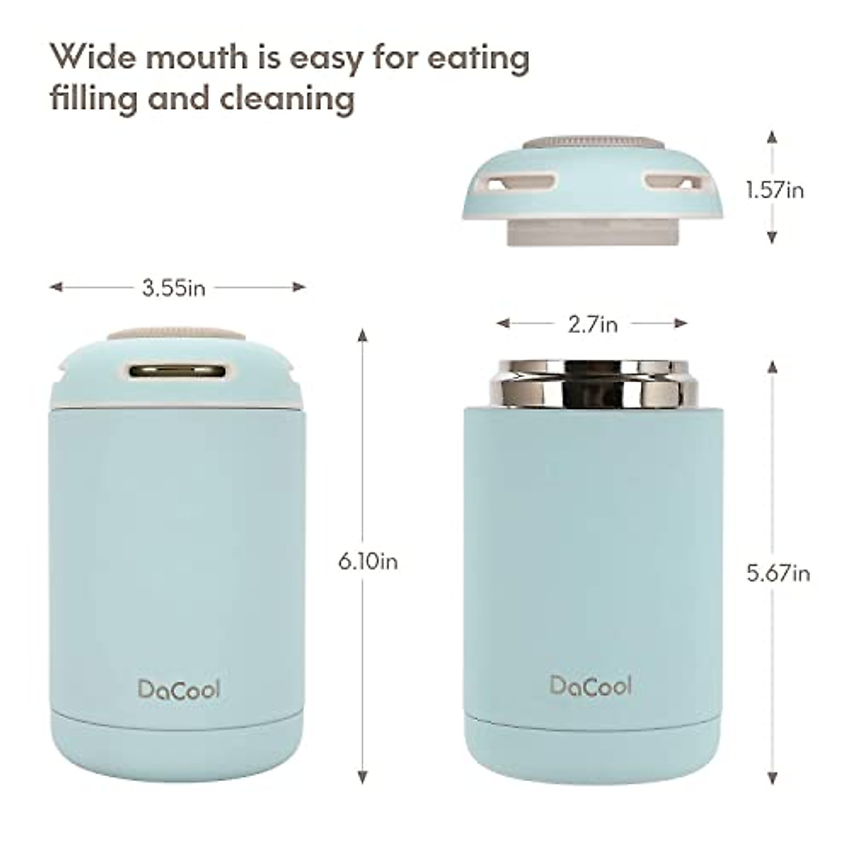 DaCool Insulated Food Jar Food Thermos for Hot Food 16 oz Vacuum Stainless Steel Hot Food School Lunch Container for Kids Adult Keep Food Hot Warm Container for Picnic Office Outdoors,BPA Free,Blue