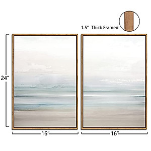 Gardenia Art Beach Canvas Wall Art Prints Abstract Ocean Coastal Decor Natural Landscape Painting Modern Artwork for Living Room Bathroom Bedroom Home Decor Stretched Framed Ready to Hang 16"x24"