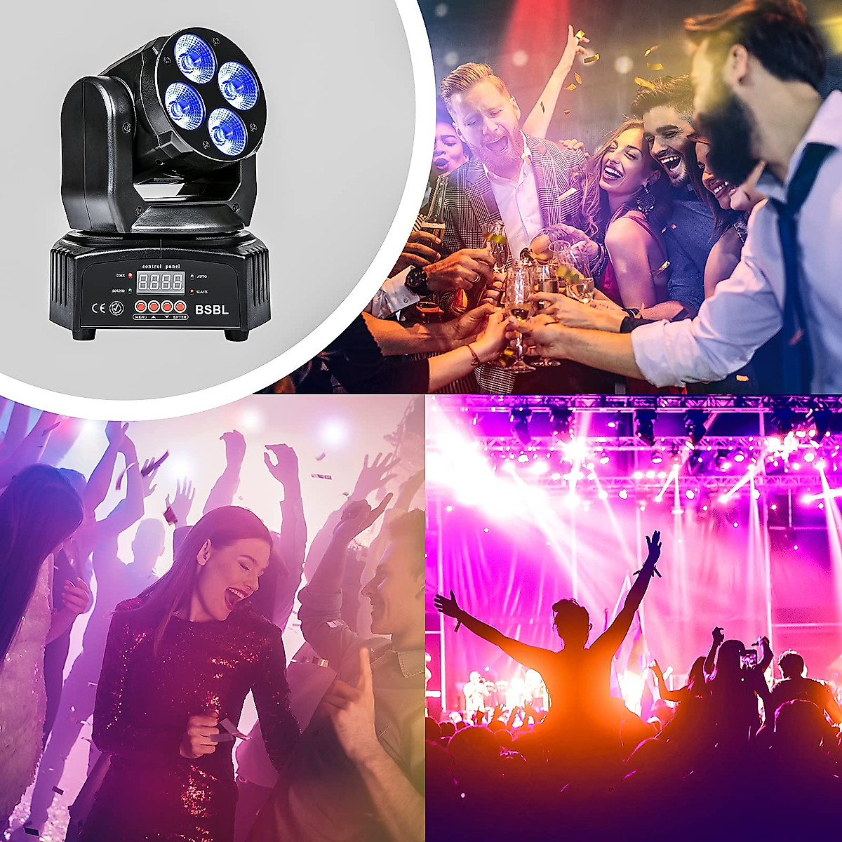 50W RGBWA+UV 6 in 1 Moving Head Lighting DJ Lights Sound Active LED Wash Stage Lights Professional DMX 16/18CH Disco Lights for Party KTV Pub Bar Show Wedding Ceremony...