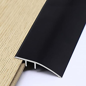 ERRULAN Aluminum Floor Transition Threshold Strip, Doorway Edge Trim Protector for Laminate/Vinyl Flooring, Doors Thresholds Reducer (Color : Black, Size : Length 135cm/53 in)