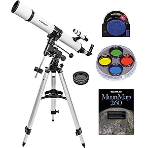 Orion Observer 90mm Equatorial Refractor Telescope Kit for Adults & Families - Portable Beginner Telescope Kit for The Moon, Planets & Stars