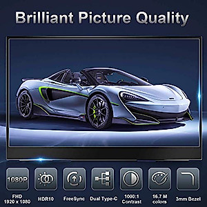 Portable Monitor – 2021 Upgraded 13.3 Inch 1080P FHD HDR FreeSync Slim USB-C Portable Display with Kickstand Type-C Mini HDMI Speakers for Laptop PC Mac Surface Xbox PS4 PS5 Switch Phone(Renewed)