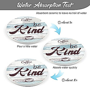 Homotte Coasters for Drinks Absorbent Set of 6, Farmhouse Style Coaster for Coffee Table with Holder and Cork Base, Suitable for Home Decor Bar Housewarming