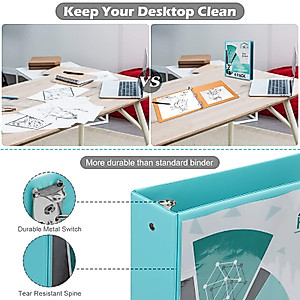 2 Inch 3 Ring Binder, HYUNLAI 2'' Round-Ring View Presentation View Binders, Holds Up to 8.5"11" Paper,Customizable Clear Cover,for Home,Office,and School Supply,4 Pack