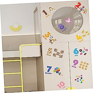 VOSAREA 3 Sets Digital Cartoon Wall Sticker Wall Decoration Classroom Wall Decals Number Wall Stickers Kindergarten Wall Sticker Trendy Room Decor Cartoon Number Design Sticker