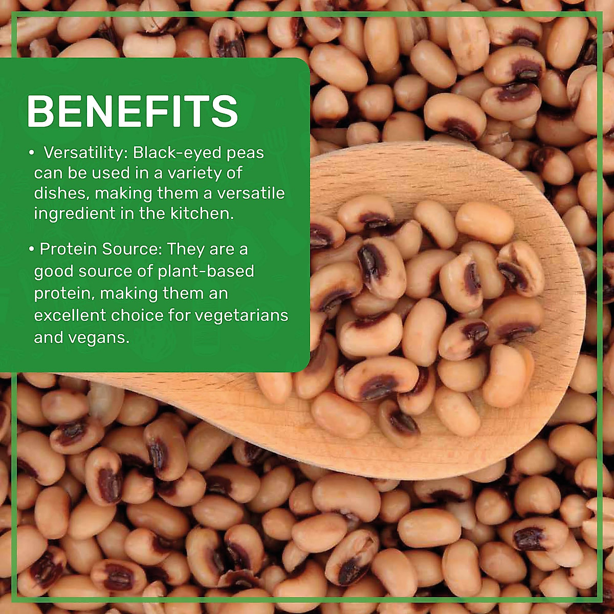 Jiva Organics Organic Black Eye Peas 2 Pound Bag - Cowpeas, Non-GMO, Natural