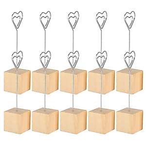 10Pcs Table Sign Holders Place Card Holder Table Number Holders Photo Holder Note Message Card Picture Metal Clip Stand with Wood Base Card Holder Stand for Wedding Centerpieces Bridal Shower