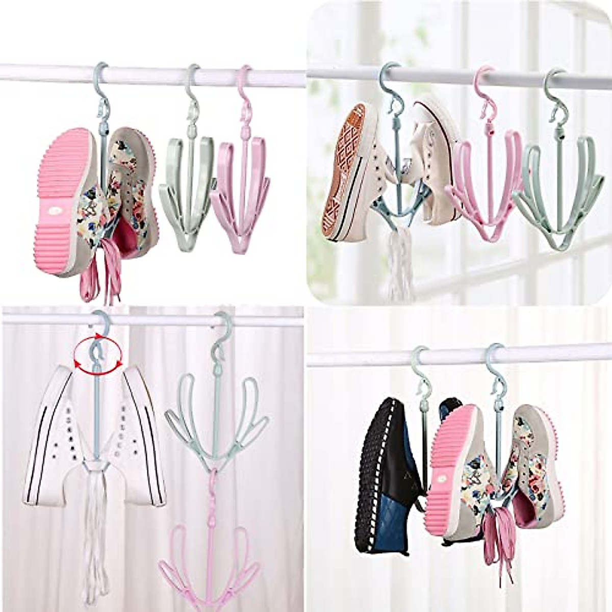 6Pcs Shoe Hanger,Hanging Shoe Organizer,Hanging Shoe Rack,Shoe Drying Rack for Dryer,Shoe Dryer Rack,Shoe Hangers Hanging Drying Rack,Dry Shoe Rack Organizer Shoe Hook Rotating Hanger for Drying Shoe