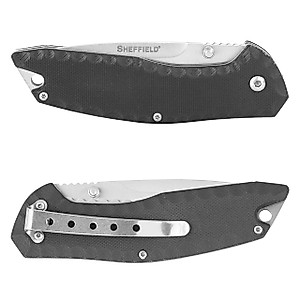 Sheffield 12166 Shiloh Assisted Open Knife, 3.5 Inch Blade Tactical Knife, EDC Knife for Survival Gear, Tactical Gear, Self Defense, Drop Point Blade, G10 Handle