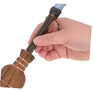 Alipis 4pcs Children's Mini Broom Witches Altar Crystal Broom Halloween Brooms Decor Mini Wizard Broom Altar Ornament Halloween Decorations Indoor Short Broom Wooden The Witch Miniature