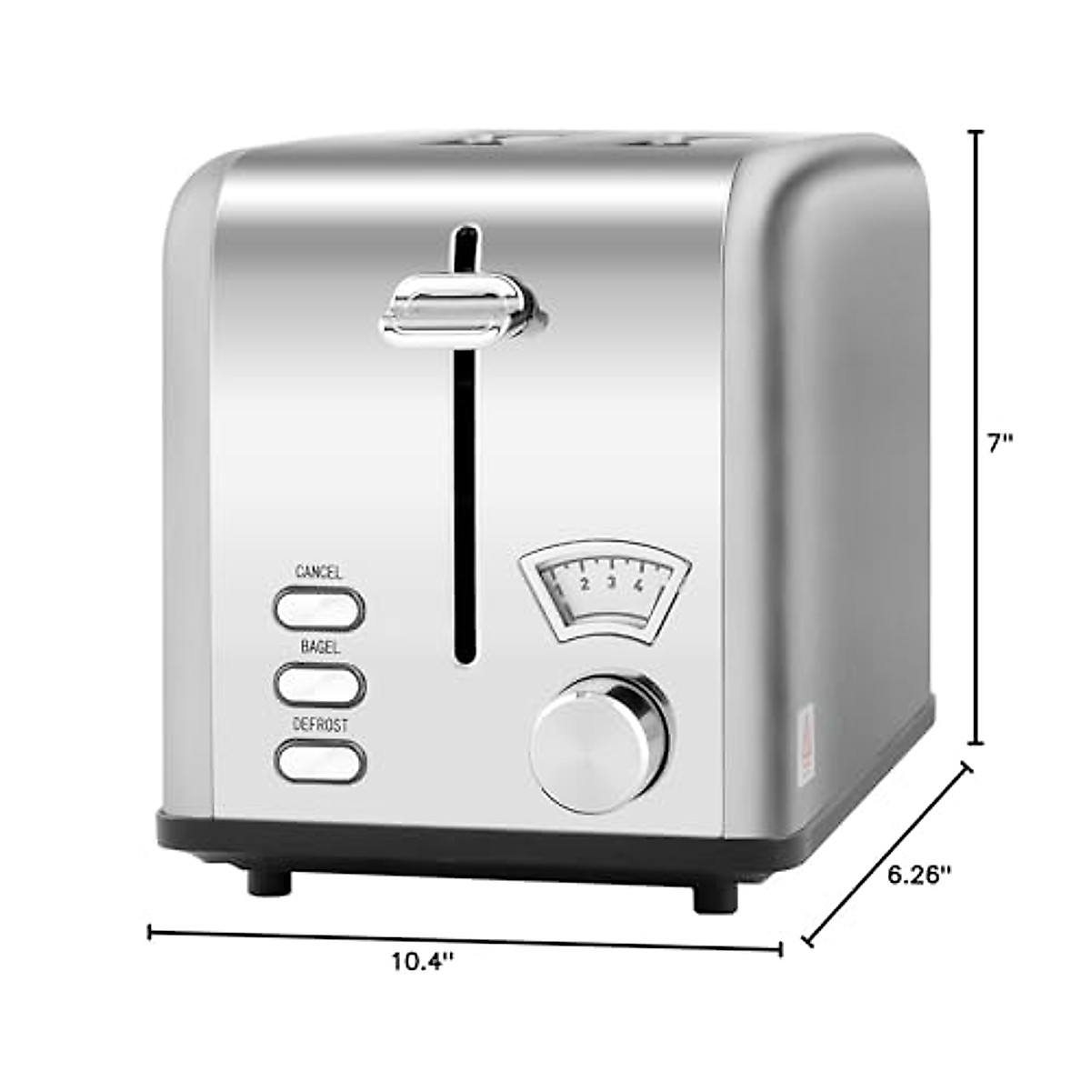 Simple Deluxe Stainless Steel Toaster 2 Slice with 1.5” Wide Slot & Removable Crumb Tray, 5 Shade Options and Bagel/Defrost/Cancel Functions, for Various Bread & Waffle, Retro Silver