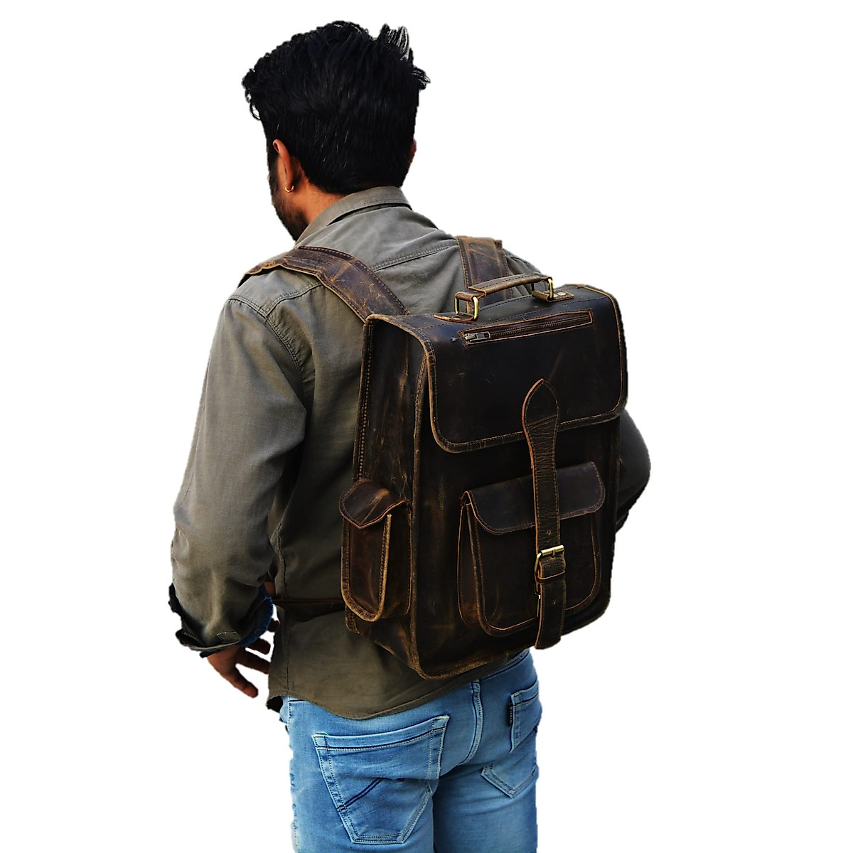 Satchel And Fable Leather Laptop Backpack Rucksack Vintage Handmade College Bag