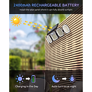 OTDLIGHT Solar Outdoor Lights, 300LED 2700LM 5 Heads Solar Powered Motion Sensor LED Security Light with Remote Control, IP65 Waterproof Floodlight, 360°Beam Angle Wall Lights for Garden Driveway