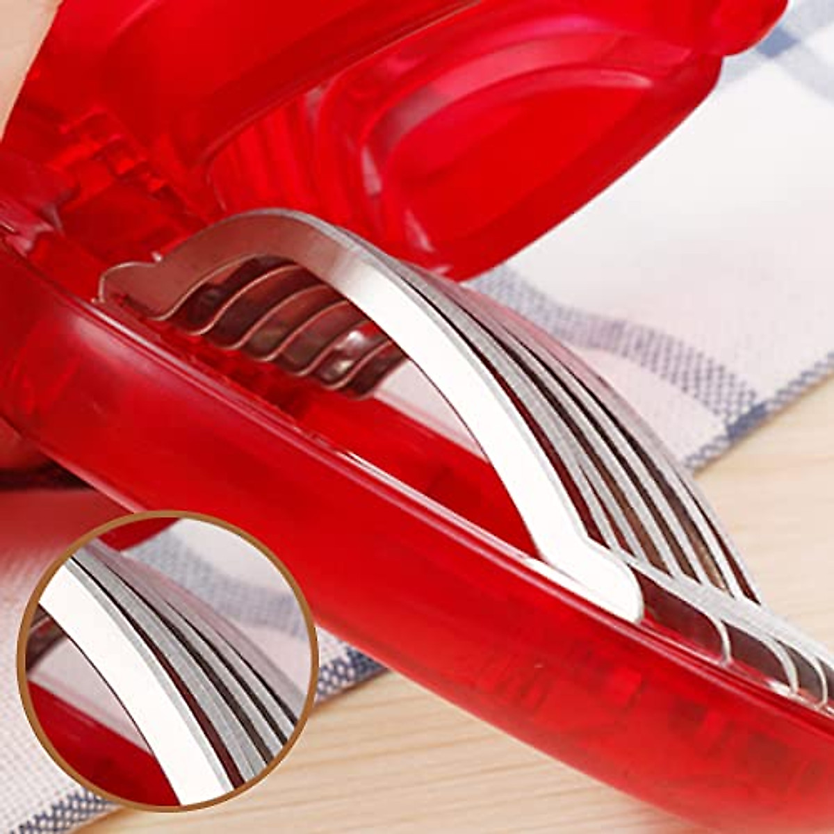 LIFVCNT 2pcs Strawberry Slicer Kitchen Gadget, Strawberry Accessories Fruit Slicer Cutter Set, Strawberry Cutter Slicer Stainless Steel Blade Craft Fruit Tools