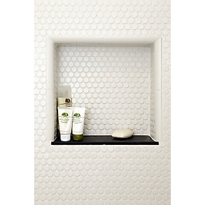 Penny Round Tile Arctic White Porcelain Mosaic Matte Look Wall and Floor Tile (Box of 10 Sheets) for Kitchen Backsplash, Bathroom Floor, Accent Wall