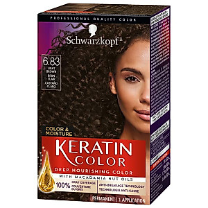 Schwarzkopf Keratin Color, Color & Moisture Permanent Hair Color Cream, 6.83 Light Brown