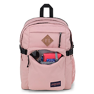 JanSport Main Campus Backpack - Travel, or Work Bag w 15-Inch Laptop Sleeve and Dual Water Bottle Pockets, Misty Rose