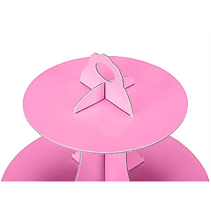 YLDW 3-Tier Cupcake Stand, Cake Stand Holder, Tiered DIY Cupcake Stand Tower for Dessert Table Displays, Birthday Theme Party Favors Decoration, Floral Tea Party, 12" W x 12.8" H, Pink