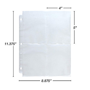 Samsill 50 Pack 4 Pocket Garden Seeds Storage Clear Sheet Protectors, Card Protectors, Each Pocket Measures 3.5" x 5.25", Fits in Standard 3 Ring Binder