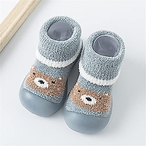 0-6 Months Kids Boys Girls Shoes Thickened Cute Cartoon Socks Shoes Prewalker Sneaker Toddler Dress Shoes Size 11 (Sky Blue, 18-24 Months)