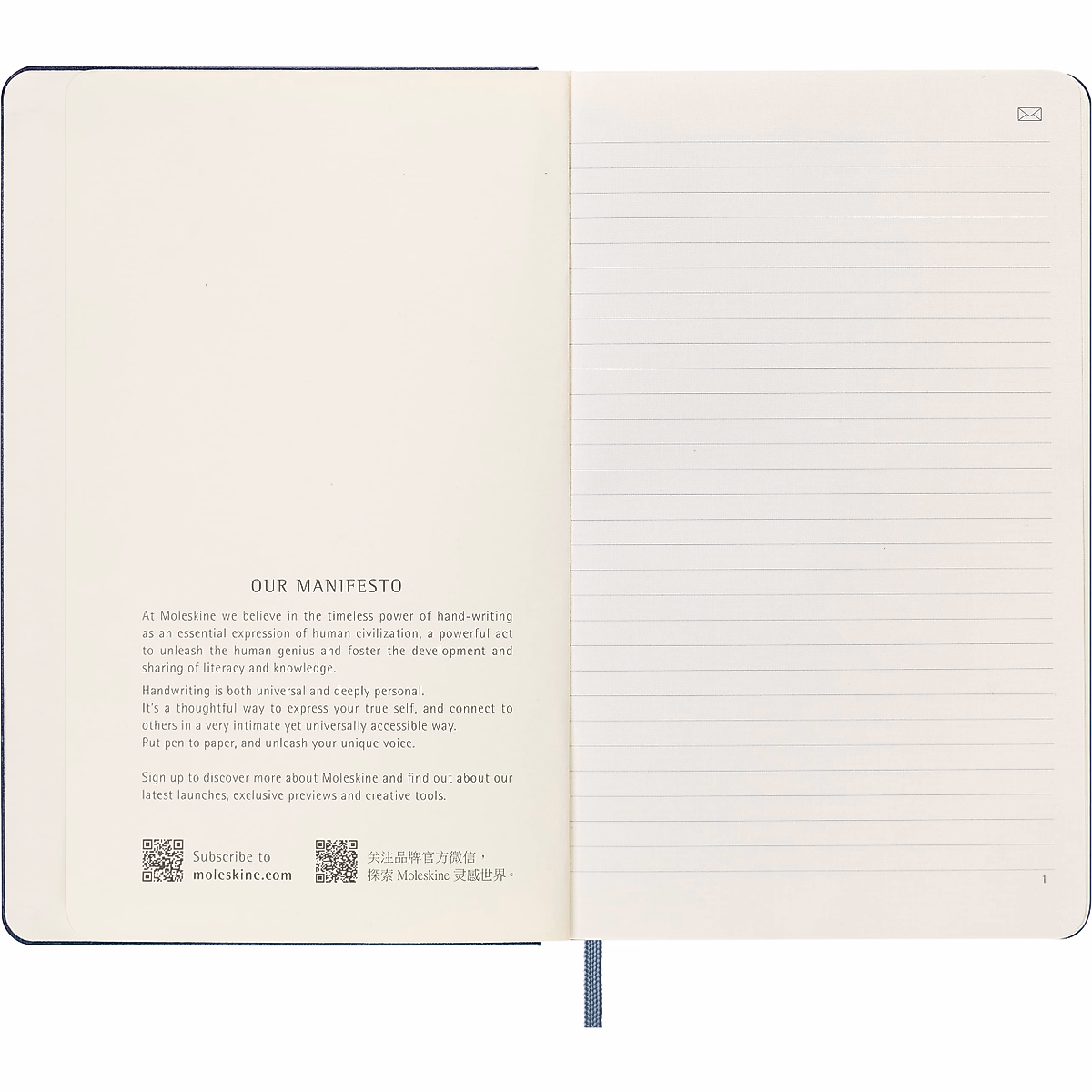Moleskine Smart Notebook, Large, Ruled, Sapphire Blue, Hard Cover (5 x 8.25)