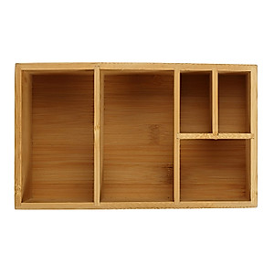 Dicunoy 2 Pack Bamboo Tea Bags Organizer, Wood Coffee Supplies Holder Box, Coffee Condiment Station Storage with 5 Compartments for Sugar Packet, Stirrer, Creamer Singles, Sweetener