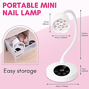 Makartt UV Nail Lamp, Mini UV Light for Gel Nails Polish Luminoza 10W Rechargeable LED Nail Light Nail Dryer with 4 Timers & Auto Sensor, Fast Curing Goosenecks UV Lamp for Home Nail DIY Manicure