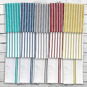 Blutao River Gray Kitchen Towels Set of 3-18 x 28 Inch 100% Cotton Cloth Decorative Colorful Farmhouse Dish Towels in White with Gray Stripes - All Purpose Tea Towels with Hanging Loop