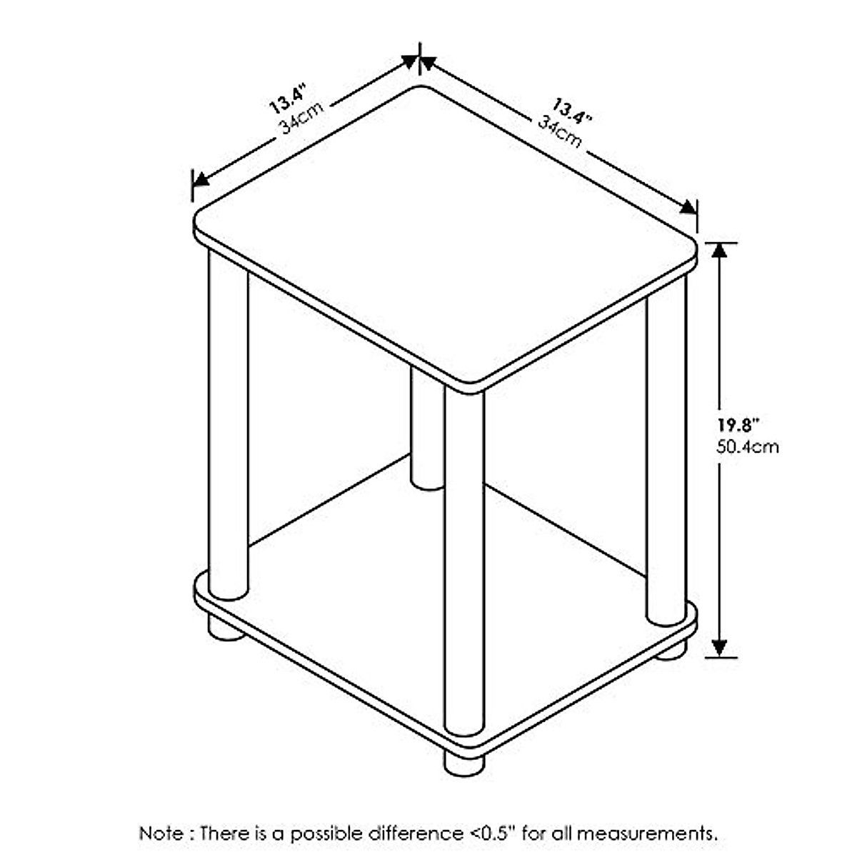 Furinno Turn-N-Tube Haydn End Table, Amber Pine/Black