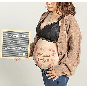tuzuru Pregnancy Belly Stickers Tattoo Stickers body paint sticker Cute Pregnancy Baby Bump Belly Stickers for Baby Shower Maternity Gifts (K)