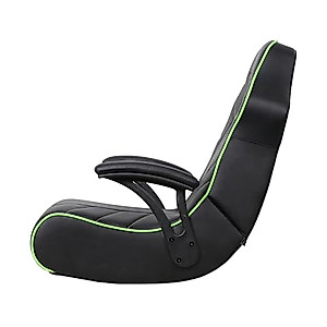X Rocker Limewire Floor Gaming Chair - Headrest Mounted Speakers - 2.1 Bluetooth - Recliner with Padded Armrests - Black with Green