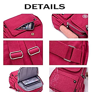 Fadsace Women Waterproof Nylon Backpack Lightweight Strong Hiking Camping Cycling Packback Daypack (Black)