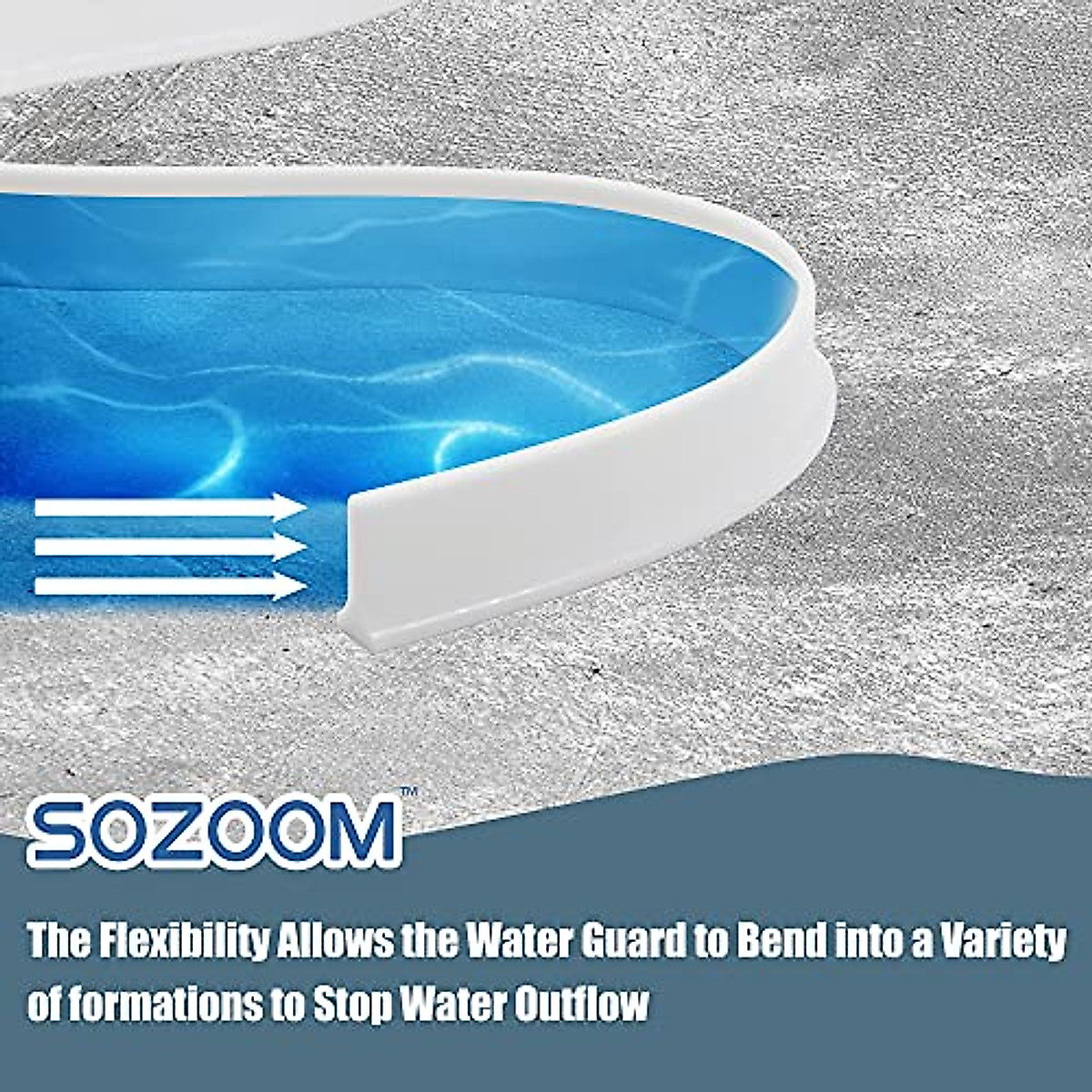 66 Inch Shower Threshold Water Dam(Self-adhesive), Collapsible Water Barrier and Retention System, Keeps Water Inside, Water Blocking Strip for Kitchen Sink, Bathroom