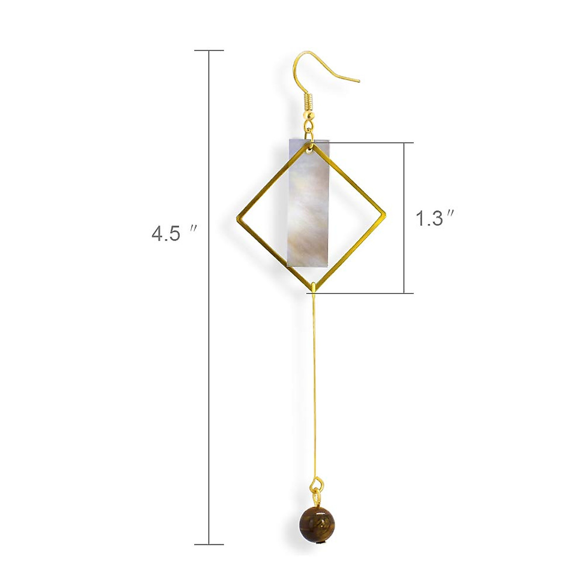 Mismatch Asymmetry Abstract Drop Dangle Abalone Shell Earrings for Woman