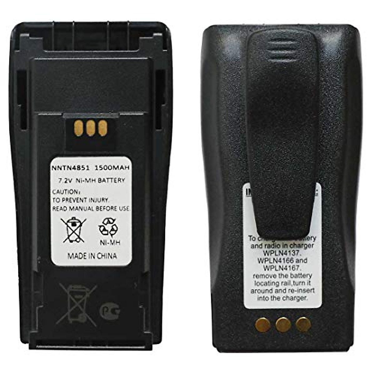 Teseko NNTN4851 NNTN4851A NNTN4496 NNTN4497CR NNTN4970A 7.2V 1500mAh Ni-MH Two-Way Radio Battery Replacement for Motorola CP040 CP140 CP150 CP160 CP180 CP200 PR400 EP450+Belt Clip