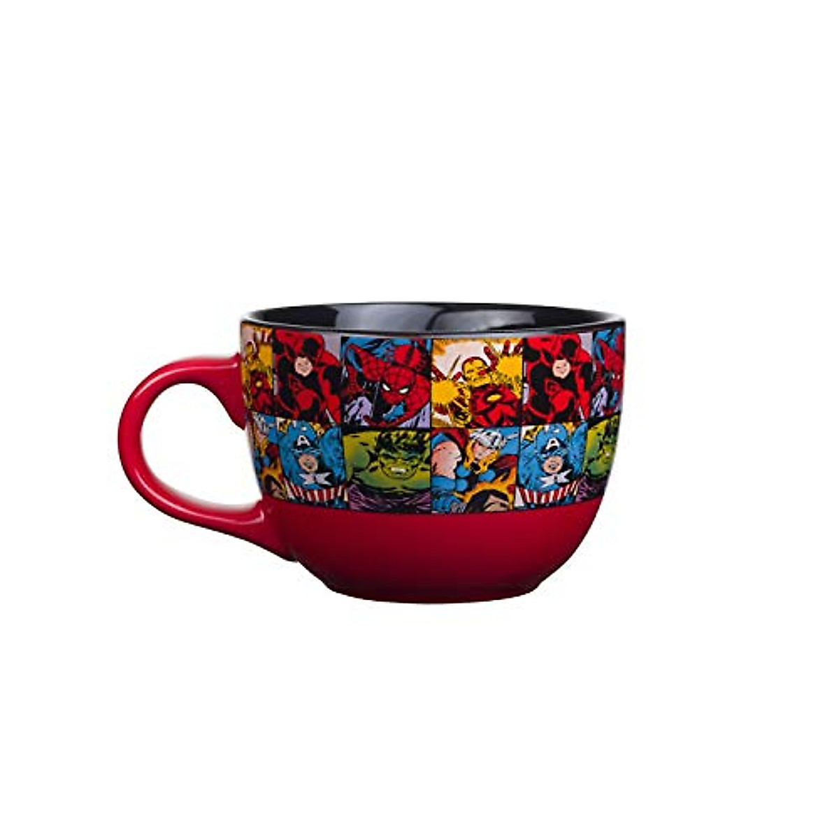 Silver Buffalo Marvel Comics Heroes Avengers Grid Oversized Ceramic Coffee Mug Featuring Spider-Man, Captain America, Thor, Hulk, and Iron Man, 24-Ounces