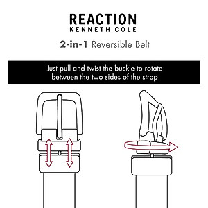 Kenneth Cole REACTION mens Reversible Comfort Stretch Casual apparel belts, Black/Brown Gunmetal, 38 US