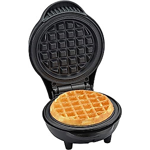 Kitchen Selectives Mini Waffle Maker By Select Brands - Classic Mini Waffle Iron for Traditional, Savory or Dessert Mini Waffles - Features Non-Stick Coating - 4 Mini Waffles, Dark Gray