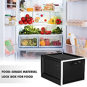 Yalikop Lockable Box Medicine Lock Box for Safe Medication Plastic Clear Lockable Storage Box for Medicine Snacks Food and Home Safety Phone Lockable Storage Bin Refrigerator Locking Container(Black)