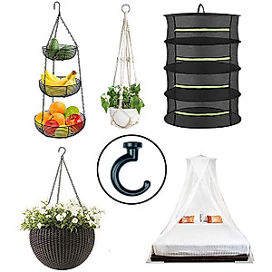 OBSTKUCHEN Large Swag Ceiling Hooks Heavy Duty Swag Hook with Hardware for Hanging Plants Ceiling Installation Cavity Wall Fixing (2 Sets, Black)