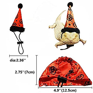 Lizard Clothes for Bearded Dragon - Halloween Hat and Cloak Set Adjustable Halloween Costume Xmas Gifts Pets Apparel for Bearded Dragon Rabbit Guinea Pig Ferret Hedgehog (Halloween Hat & Cloak Set)