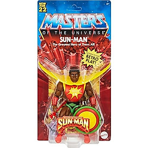 Masters of the Universe Origins Toy, Sun-Man 5.5-in Action Figure Collectible, 16 Movable Joints, Accessories