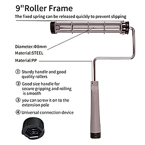 VOOMEY 17 Piece Paint Roller Kit - Paint Rollers 9"4", Paint Roller Frame，Paint Trays, Microfiber Roller Cover, Paint Kit for House Painting,Paint Brushes for Painting Walls