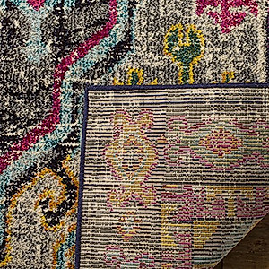 SAFAVIEH Monaco Collection Area Rug - 8' x 10', Grey & Fuchsia, Boho Chic Medallion Distressed Design, Non-Shedding & Easy Care, Ideal for High Traffic Areas in Living Room, Bedroom (MNC247R)